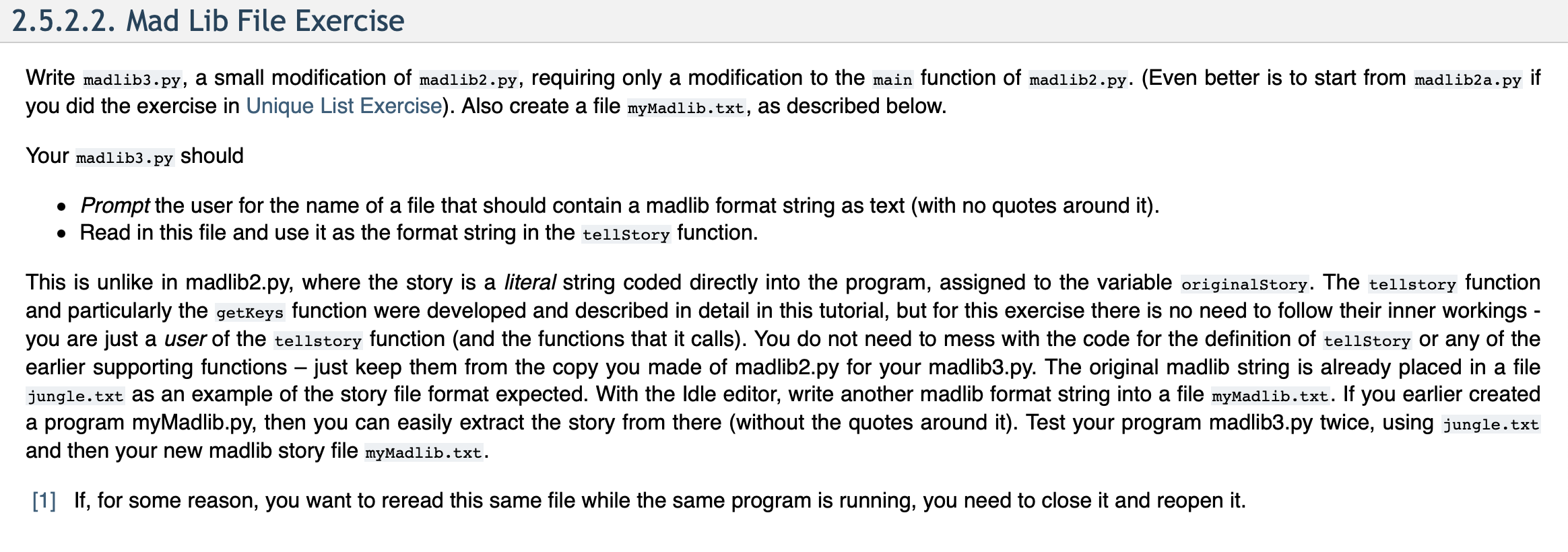 Solved 2.5.2.2. Mad Lib File Exercise Write madlib3.py, a | Chegg.com