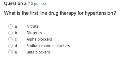 Solved Question 2 (10 points) What is the first line drug | Chegg.com
