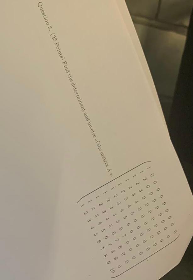 Solved Find the determinant and inverse of the matrix A | Chegg.com