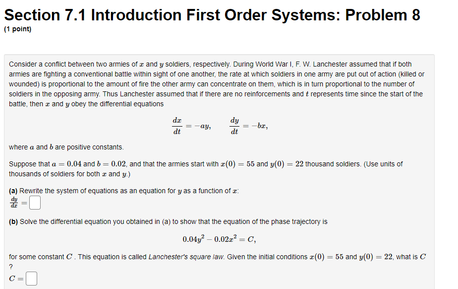 Solved Section 7 1 Introduction First Order Systems Problem