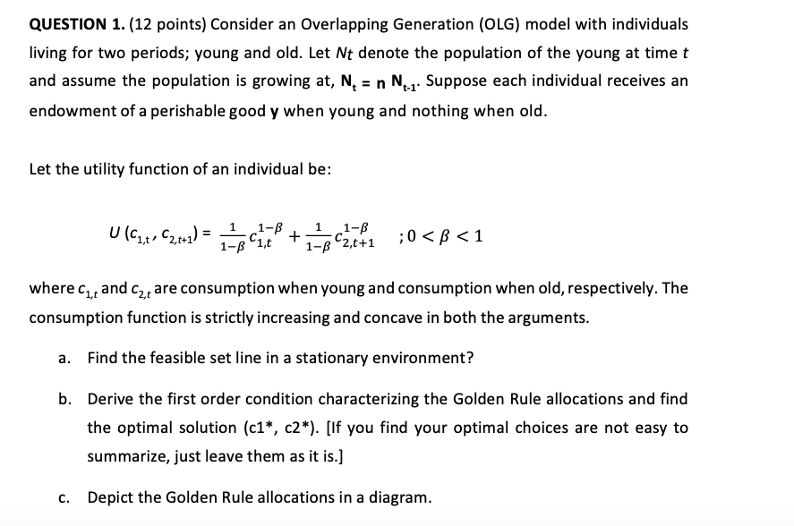 Consider an Overlapping Generation (OLG) model with | Chegg.com