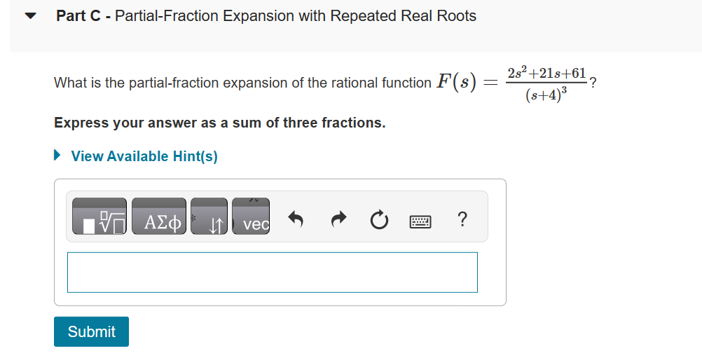 Solved Using the partial-fraction expansion, what is the | Chegg.com