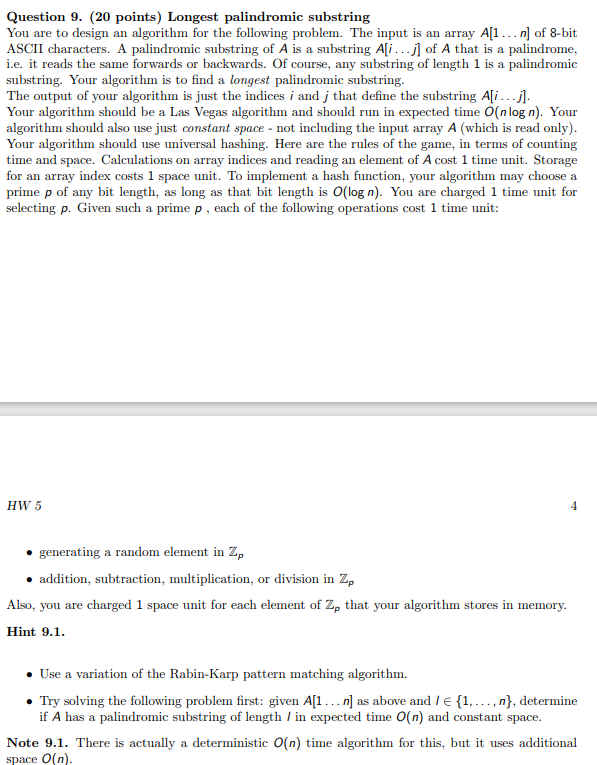 Question 9 20 Points Longest Palindromic Substring 