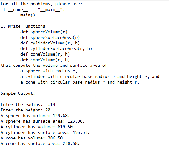 Solved 11 For all the problems, please use: if "_main__": | Chegg.com