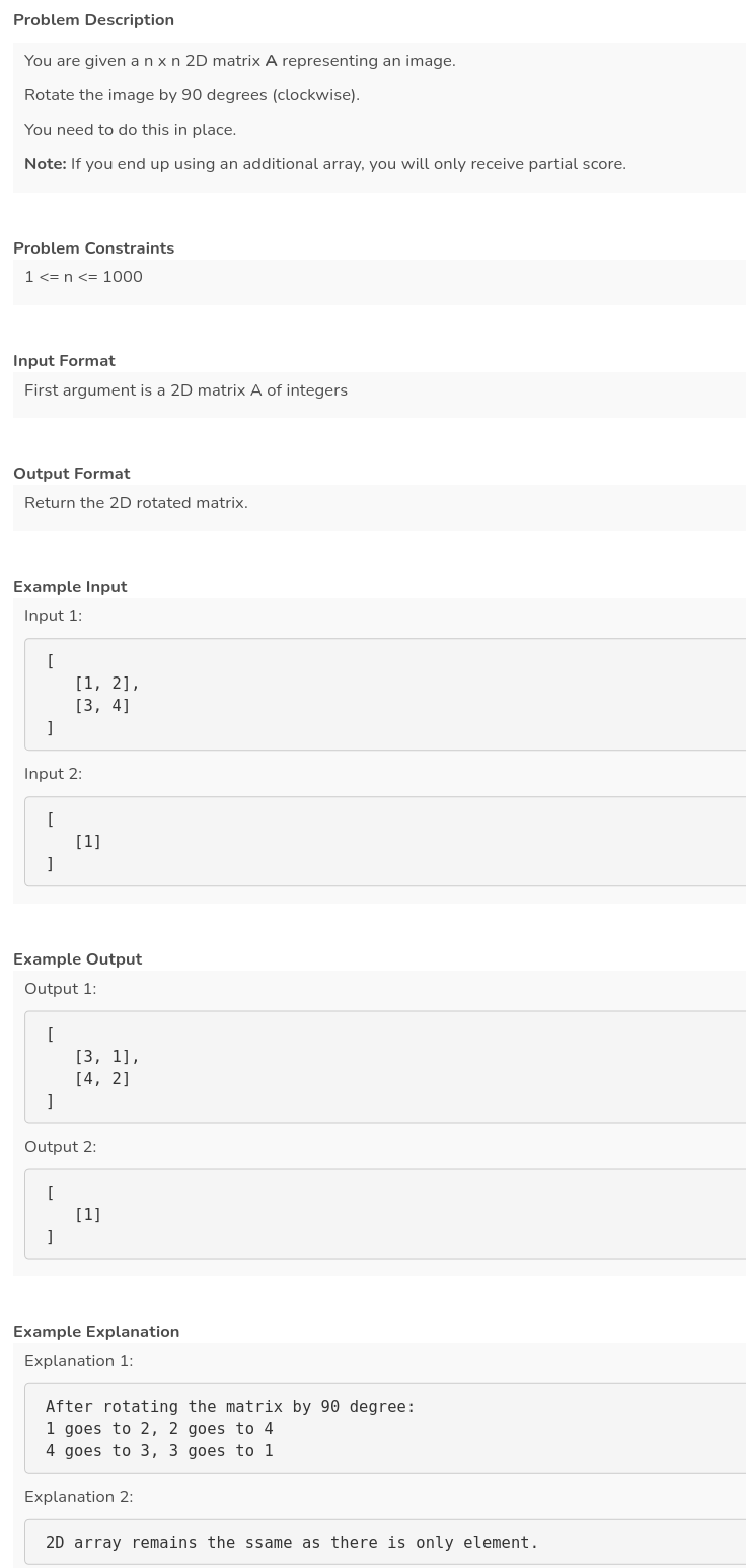 Solved Problem Description You Are Given A Nxn 2d Matrix A 