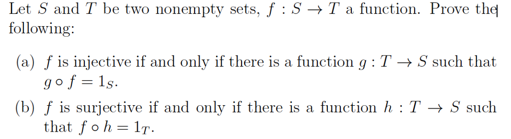 Solved Let S and T be two nonempty sets, f : S → T a | Chegg.com