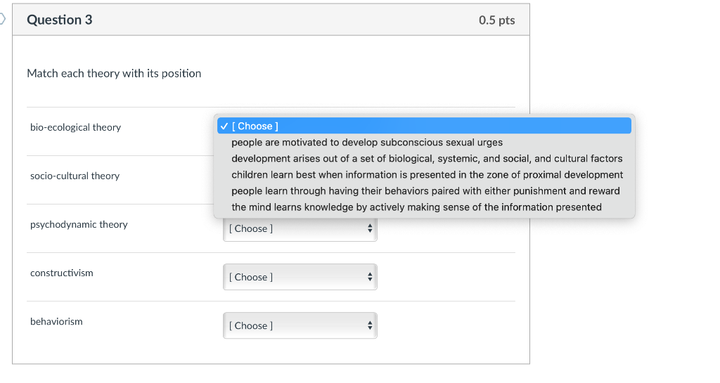 Solved Match each theory with its position bio-ecological | Chegg.com