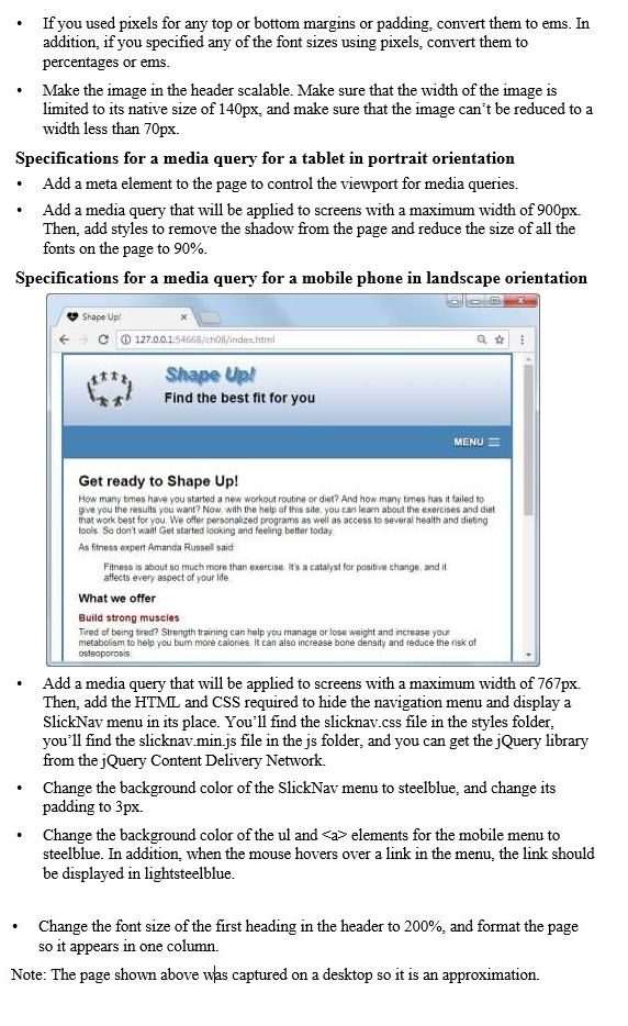 Chapter 8 Use Responsive Web Design In this exercise, | Chegg.com