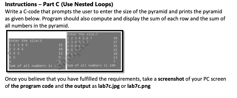 Solved Instructions - Part C (Use Nested Loops) Write a | Chegg.com
