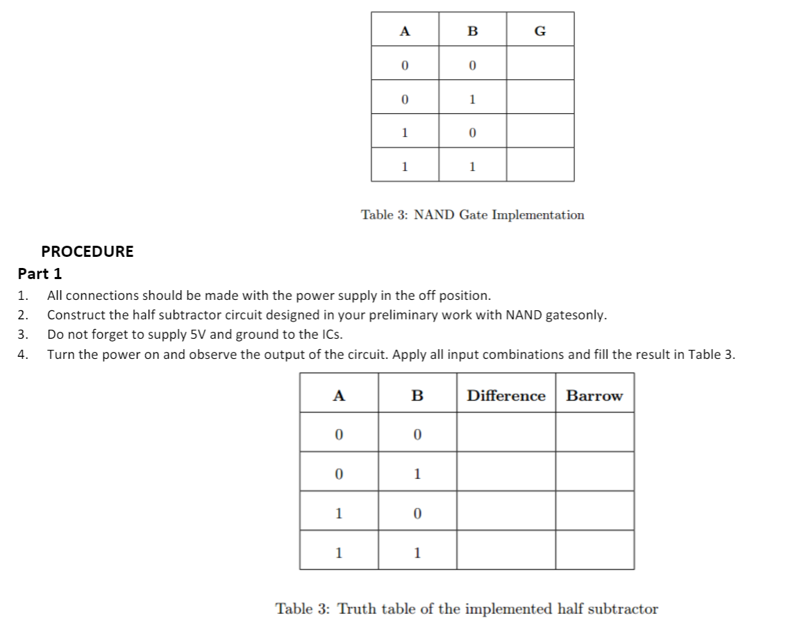 Solved OBJECTIVE Half subtractor and full adder Equipment | Chegg.com