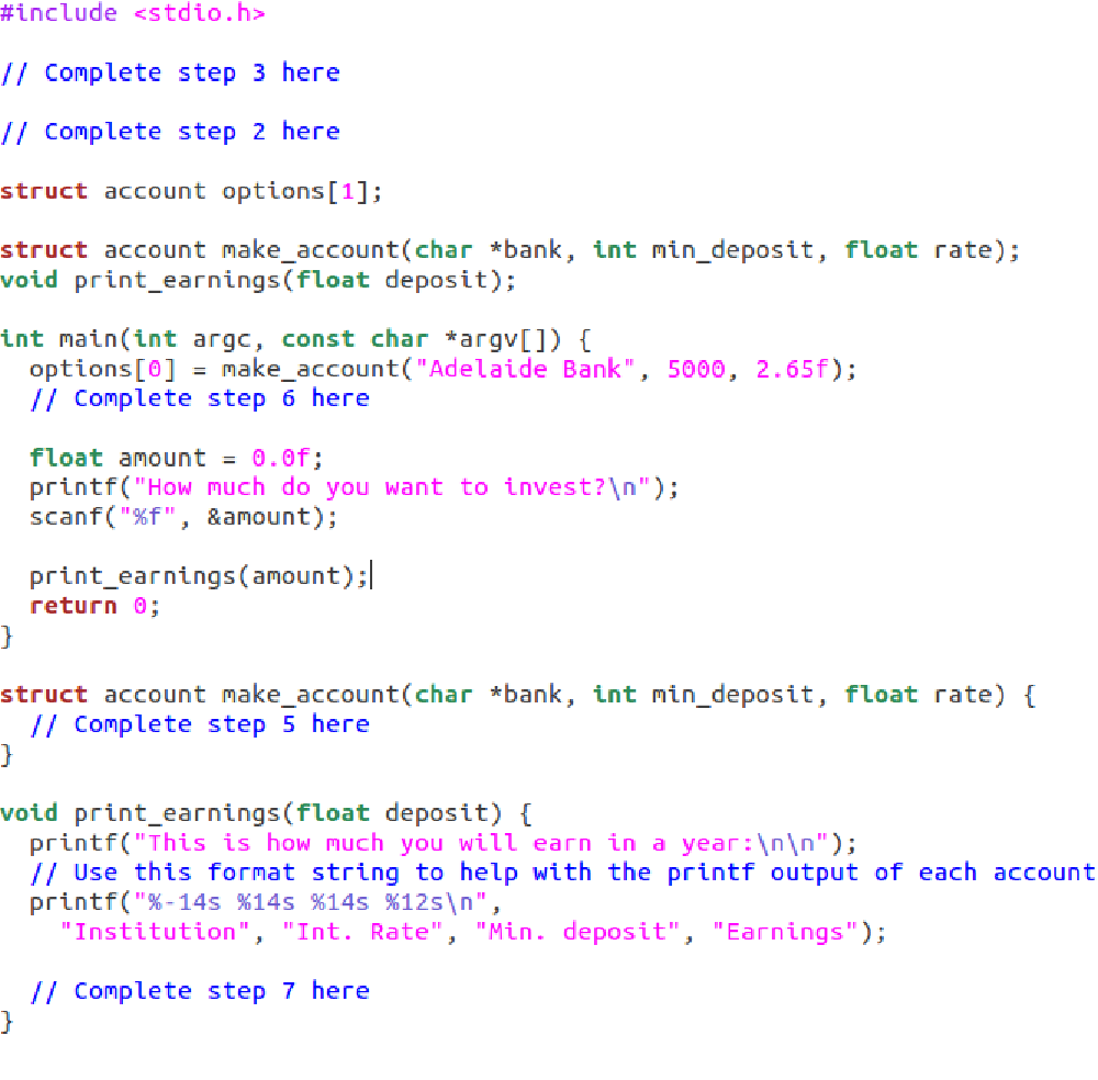 Solved Write A Program That Uses Tagged C Structs To Present