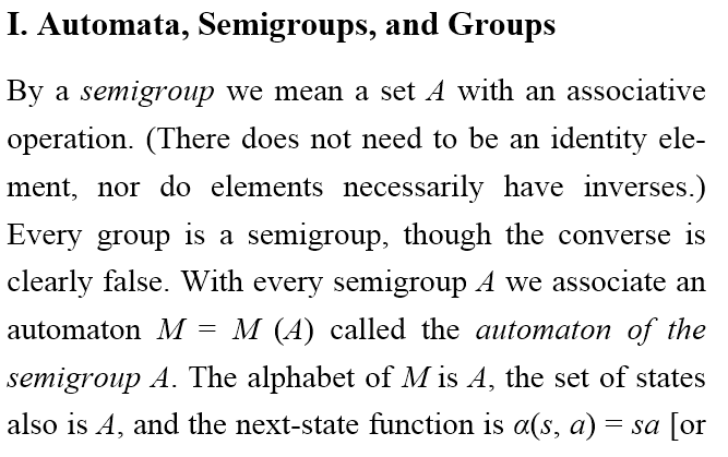 Solved I. Automata, Semigroups, and Groups By a semigroup we | Chegg.com