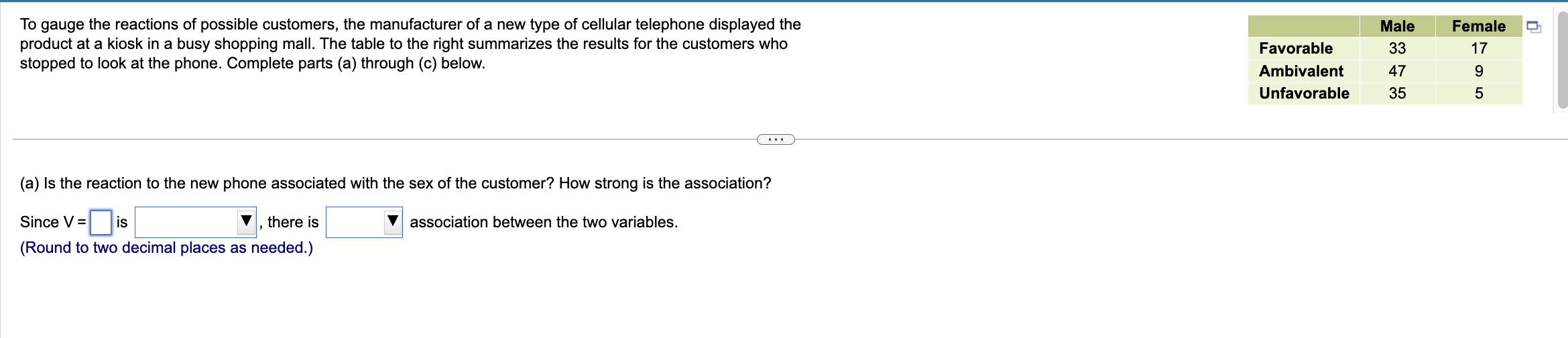 Solved To gauge the reactions of possible customers, the | Chegg.com
