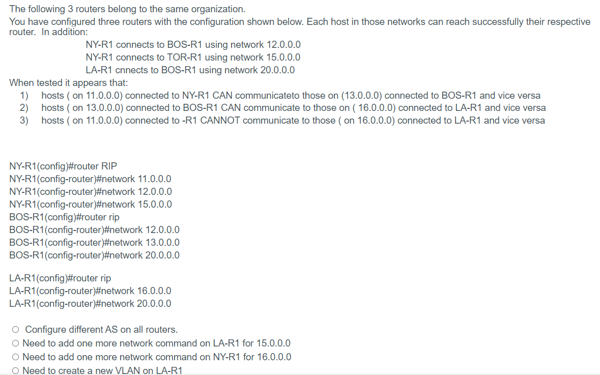 Solved The following 3 routers belong to the same | Chegg.com