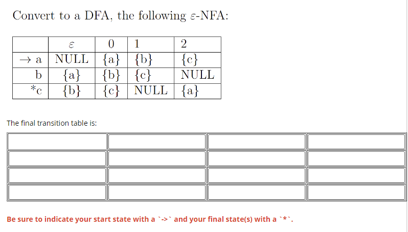 Solved Convert to a DFA, the following ε-NFA: | Chegg.com