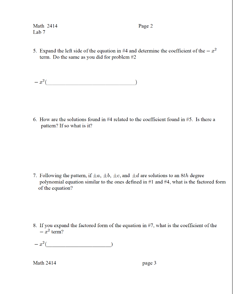 Solved Name Math 2414 Lab 7 Textbook 11.3 Objective: To | Chegg.com