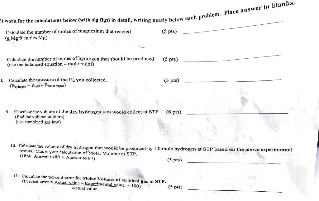 Solved work for the calculations below (with sig figs) in | Chegg.com