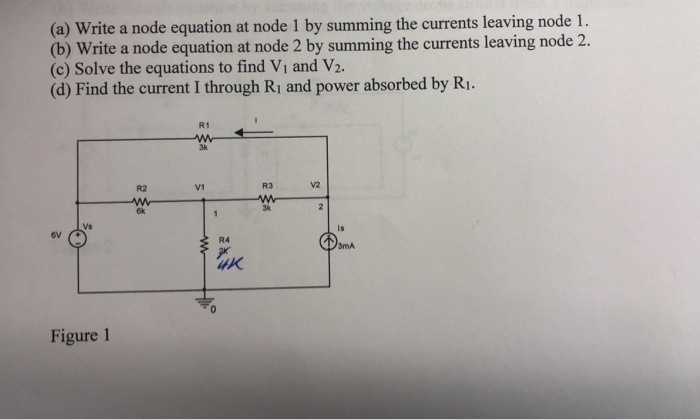 Solved (a) Write a node equation at node 1 by summing the | Chegg.com