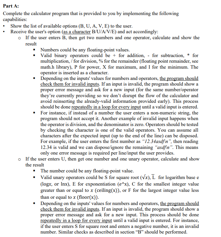 t A: nplete the calculator program that is provided | Chegg.com