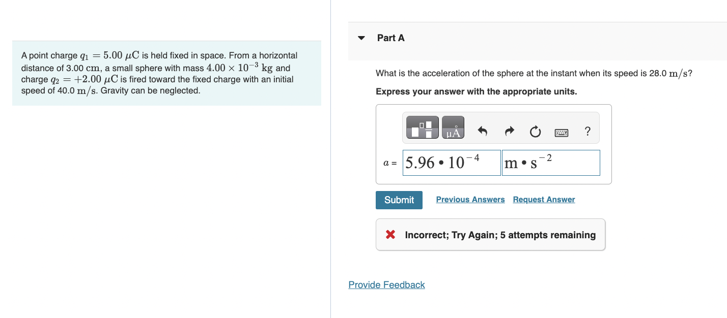 Solved A point charge q1=5.00μC ﻿is held fixed in space. | Chegg.com