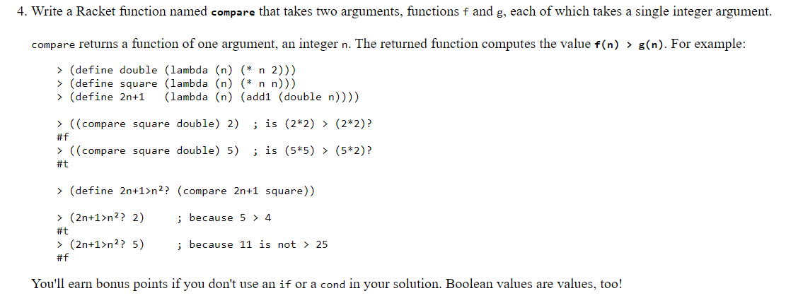 4 Write A Racket Function Named Compare That Takes 
