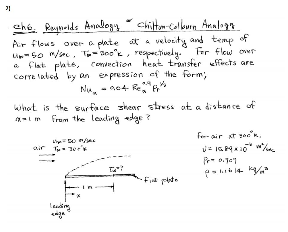 Solved 2) or over a Nux che Reynolds Analogy chilton-Colburn | Chegg.com