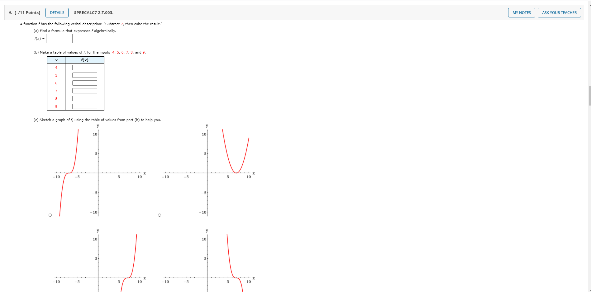 Solved 9. [-/11 Points] DETAILS SPRECALC7 2.1.003. MY NOTES | Chegg.com