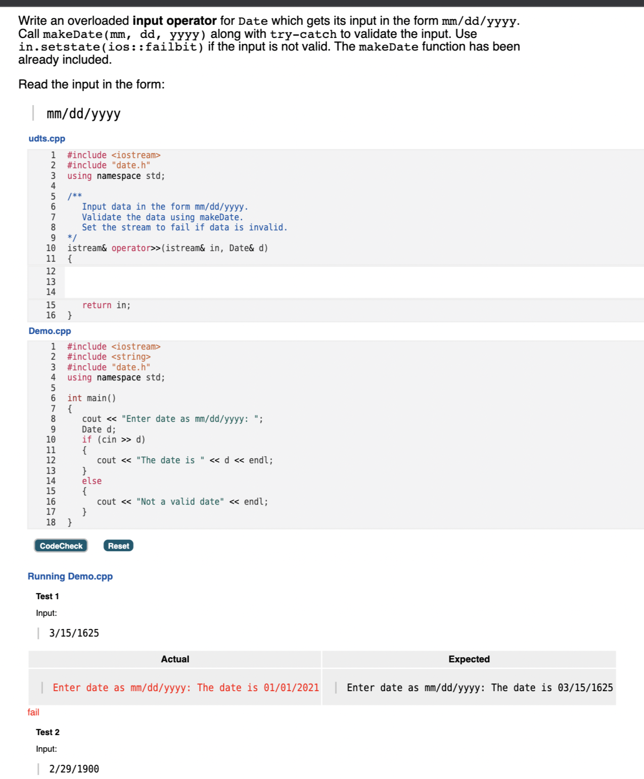 C++. I can only edit the stuff in the white box. | Chegg.com