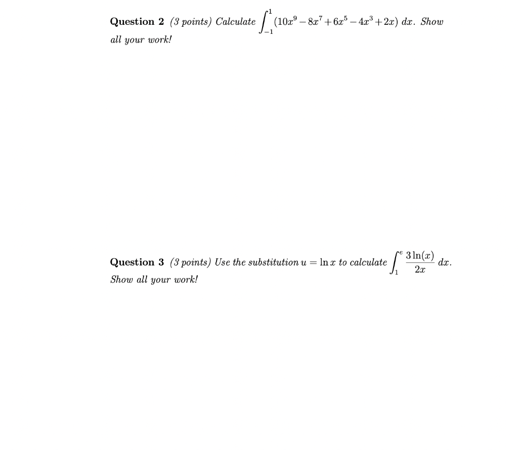 Solved Question 2 (3 points) Calculate | Chegg.com