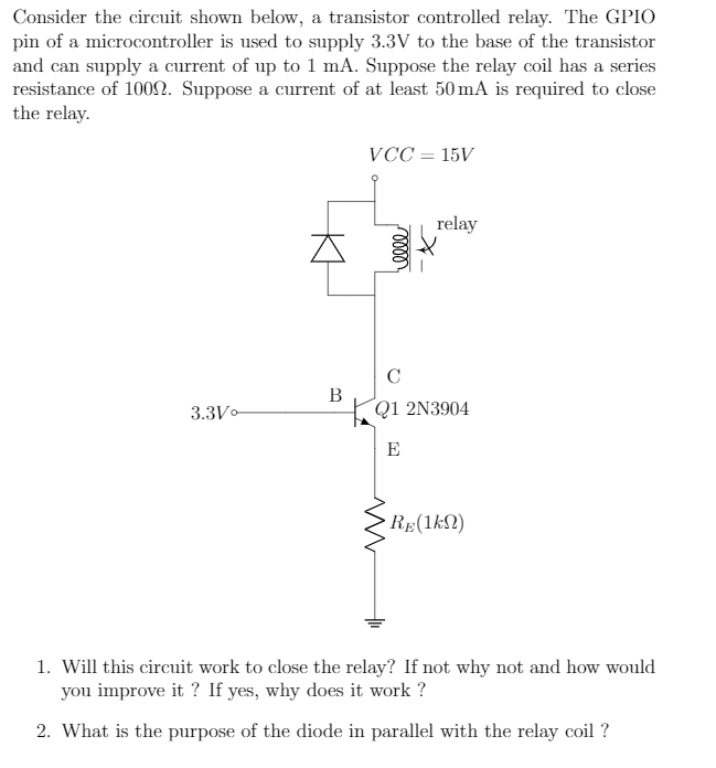 Solved Consider the circuit shown below, a transistor | Chegg.com
