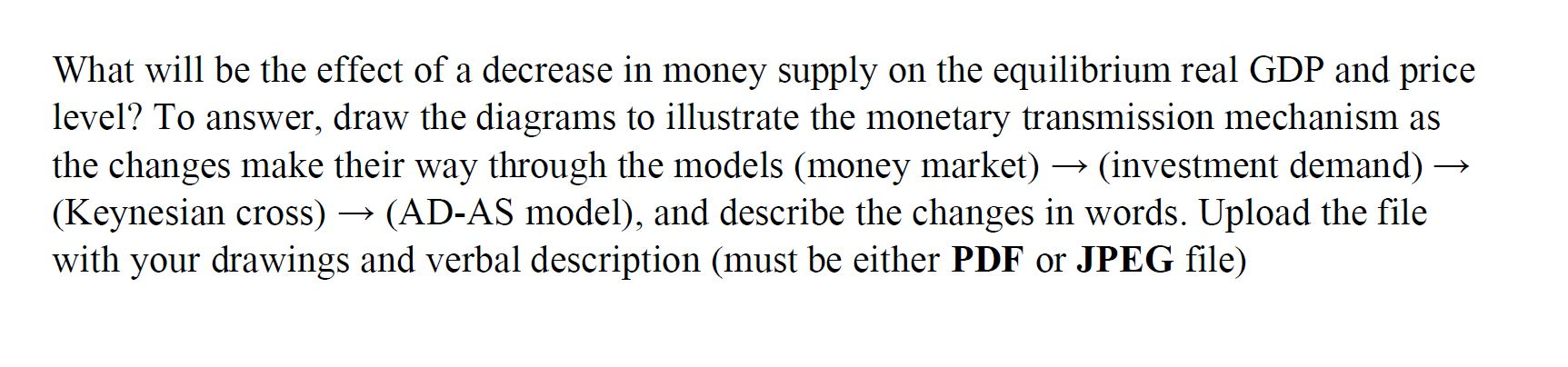 Solved What Will Be The Effect Of A Decrease In Money Supply Chegg