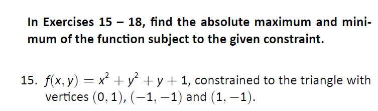 Solved In Exercises 15 – 18, find the absolute maximum and | Chegg.com