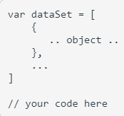 Solved JavaScript PROBLEMUsing the data set as a pre-defined | Chegg.com
