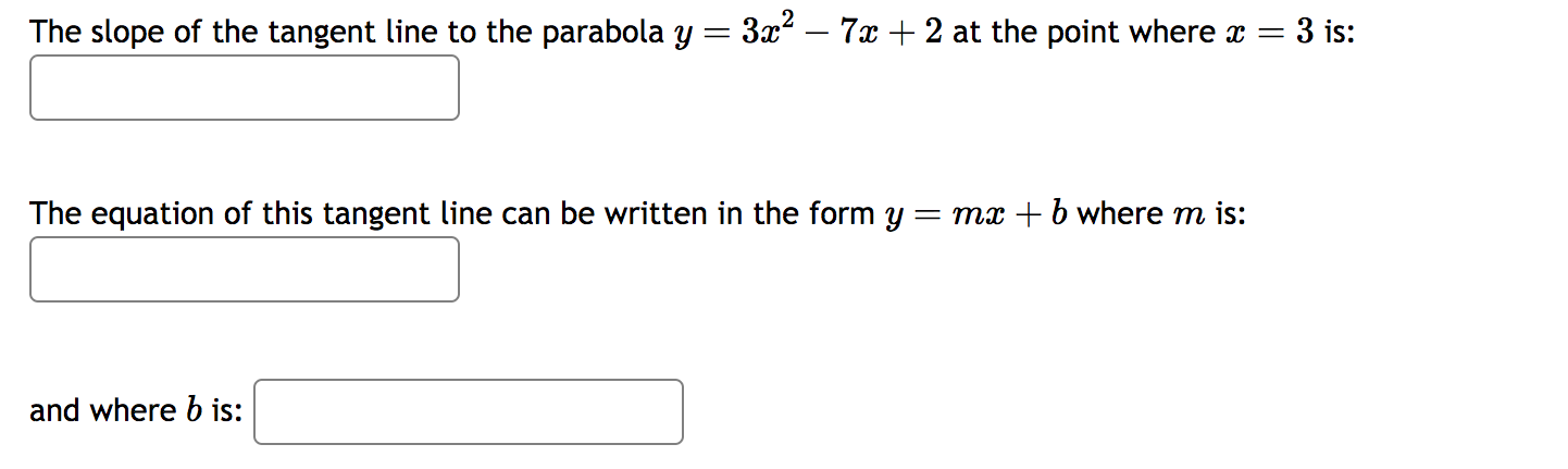 Solved The slope of the tangent line to the parabola | Chegg.com