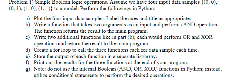 Solved Problem 1) Simple Boolean logic operations. Assume we | Chegg.com
