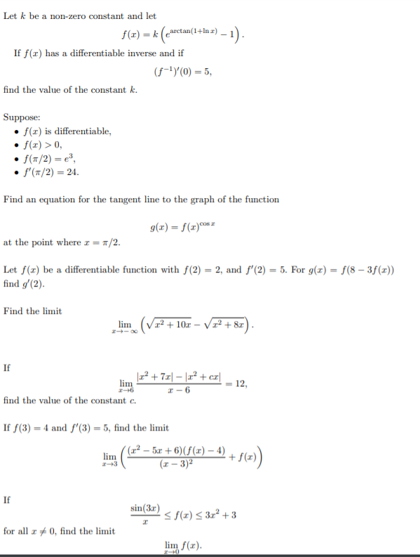 Solved Let k be a non-zero constant and let f(x) = * | Chegg.com