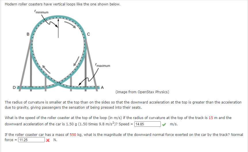 Solved Modern roller coasters have vertical loops like the | Chegg.com