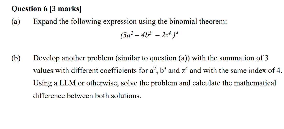 Solved Question 6 [3 ﻿marks](a) ﻿Expand the following | Chegg.com