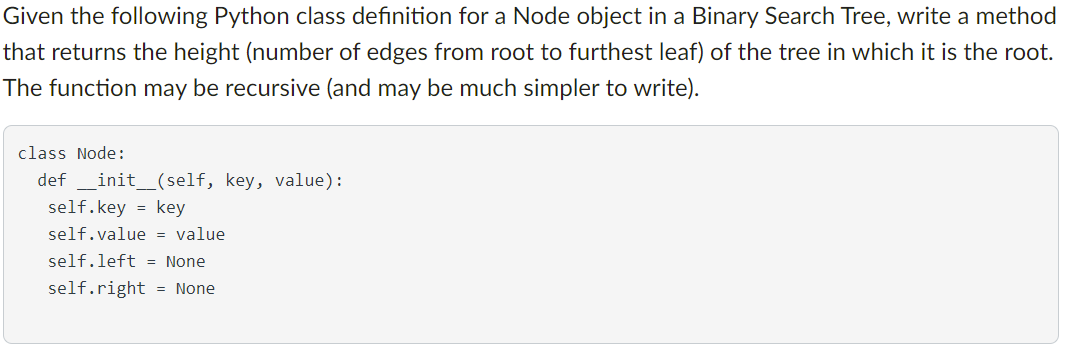 Solved Given The Following Python Class Definition For A