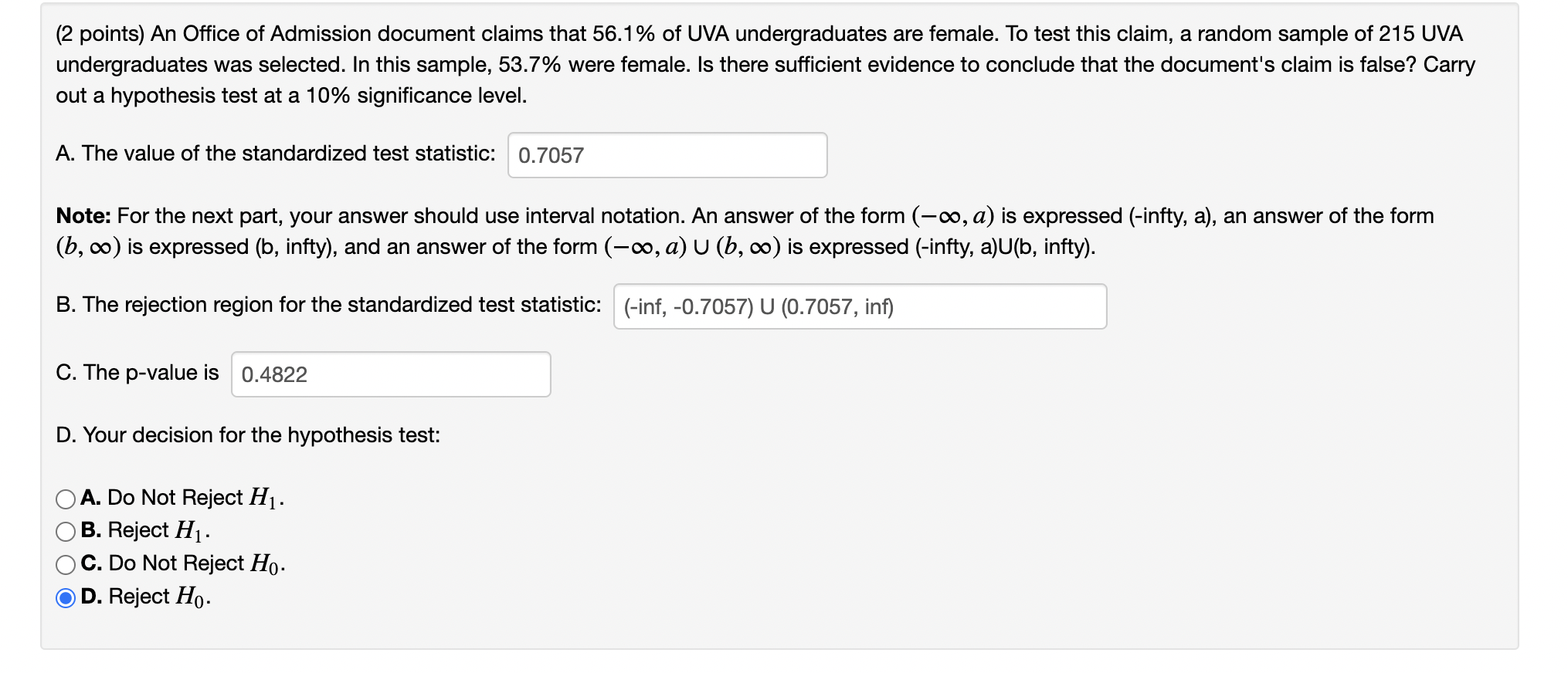 (2 points) An Office of Admission document claims | Chegg.com