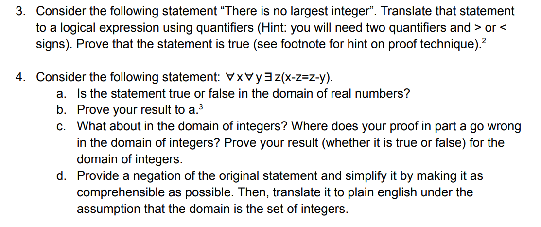 Solved 3. Consider the following statement "There is no | Chegg.com