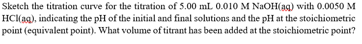 Solved Sketch the titration curve for the titration of 5.00 | Chegg.com
