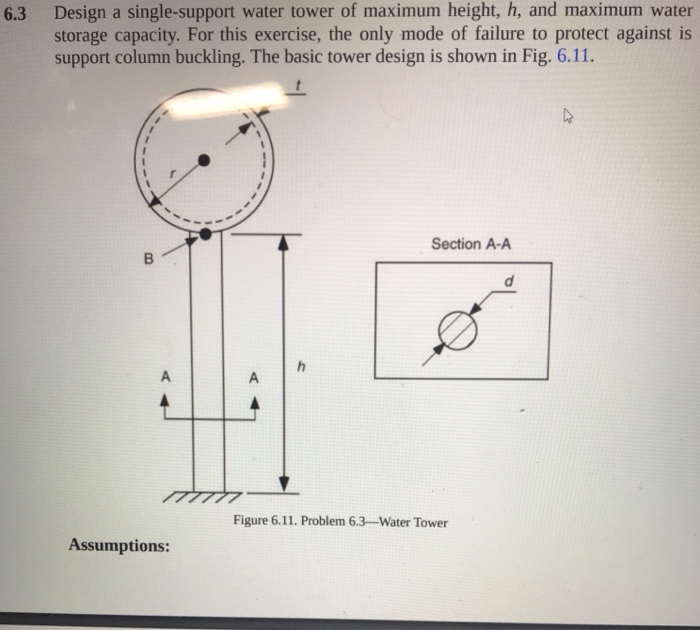 Design a single-support water tower of maximum | Chegg.com