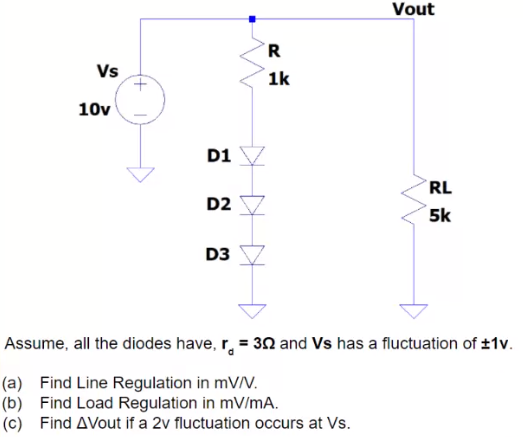 Solved Vout Vs R 1k + 10v D1 RL D2 KAKAK 5k D3 Assume, all | Chegg.com