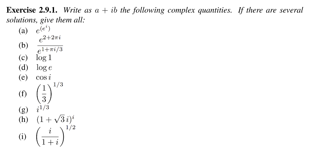 Solved Exercise 2.9.1. Write as a+ib the following complex | Chegg.com