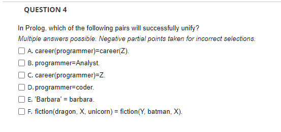 Solved In Prolog, which of the following pairs will | Chegg.com