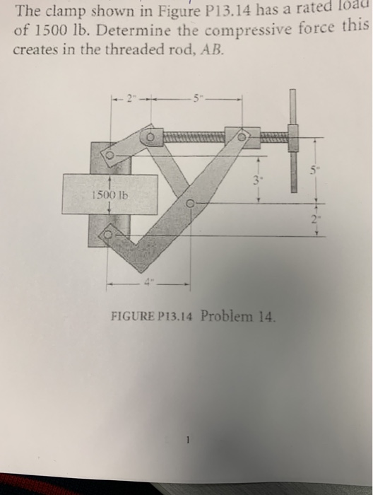 Solved The clamp shown in Figure P13.14 has a rated of 1500 | Chegg.com