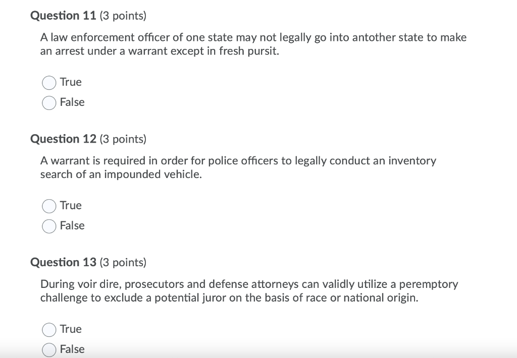 Solved Question 11 (3 points) A law enforcement officer of | Chegg.com