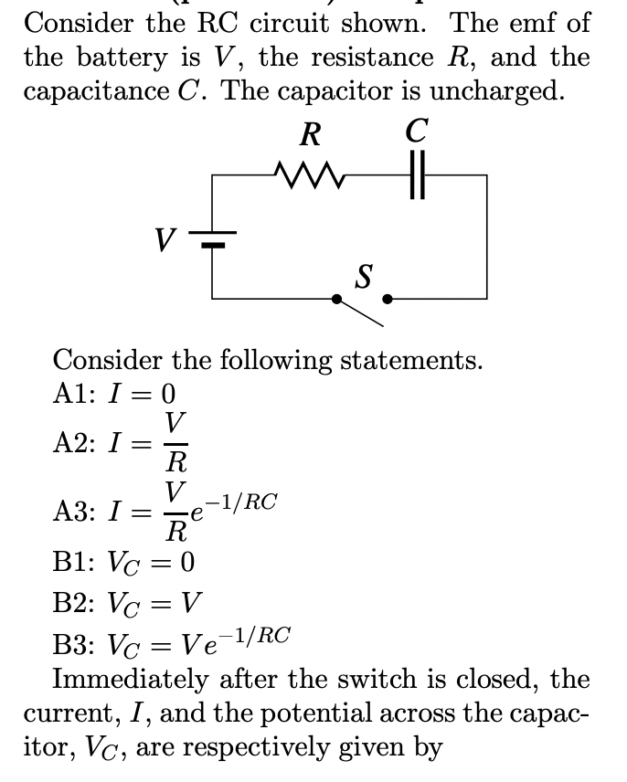 Solved Consider the RC circuit shown. The emf ofthe battery | Chegg.com