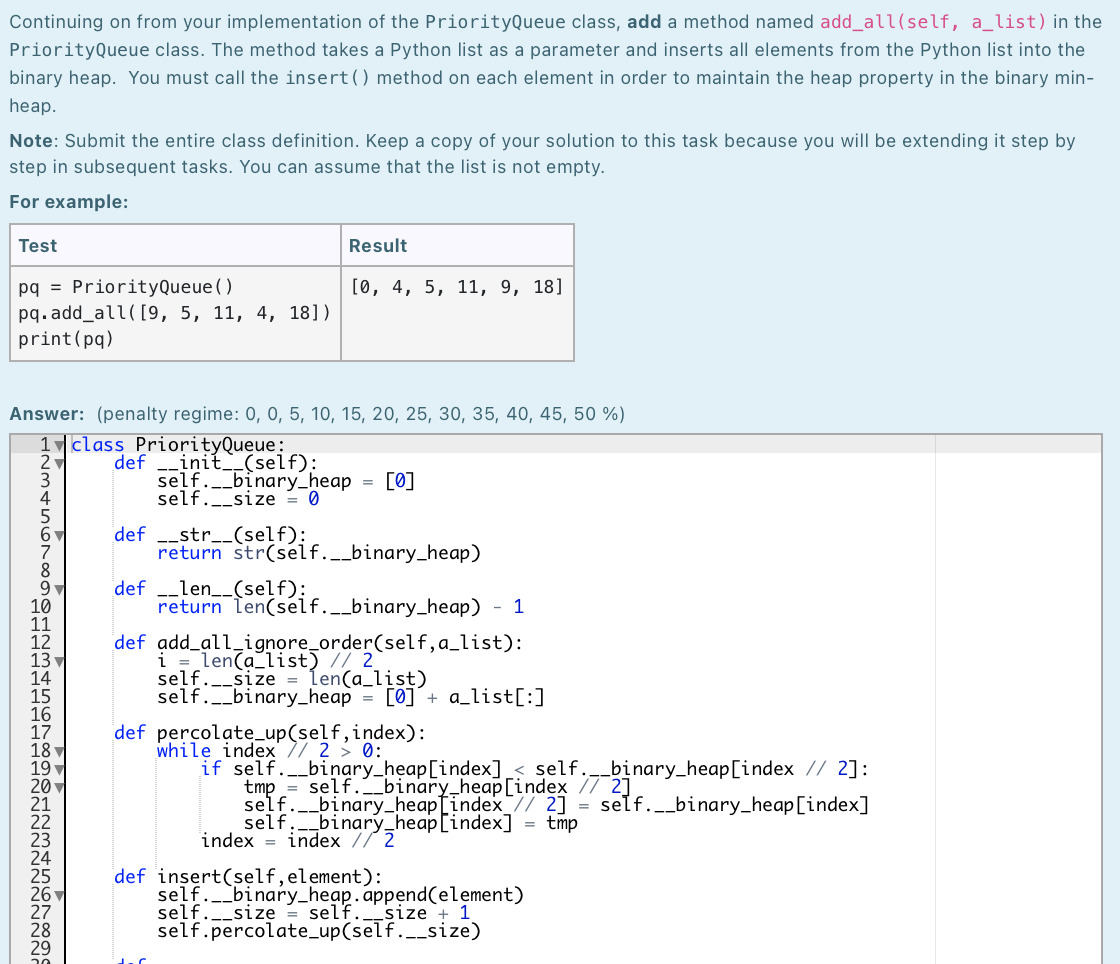 self.-_binary_heaptindap[index // 2] Continuing on | Chegg.com